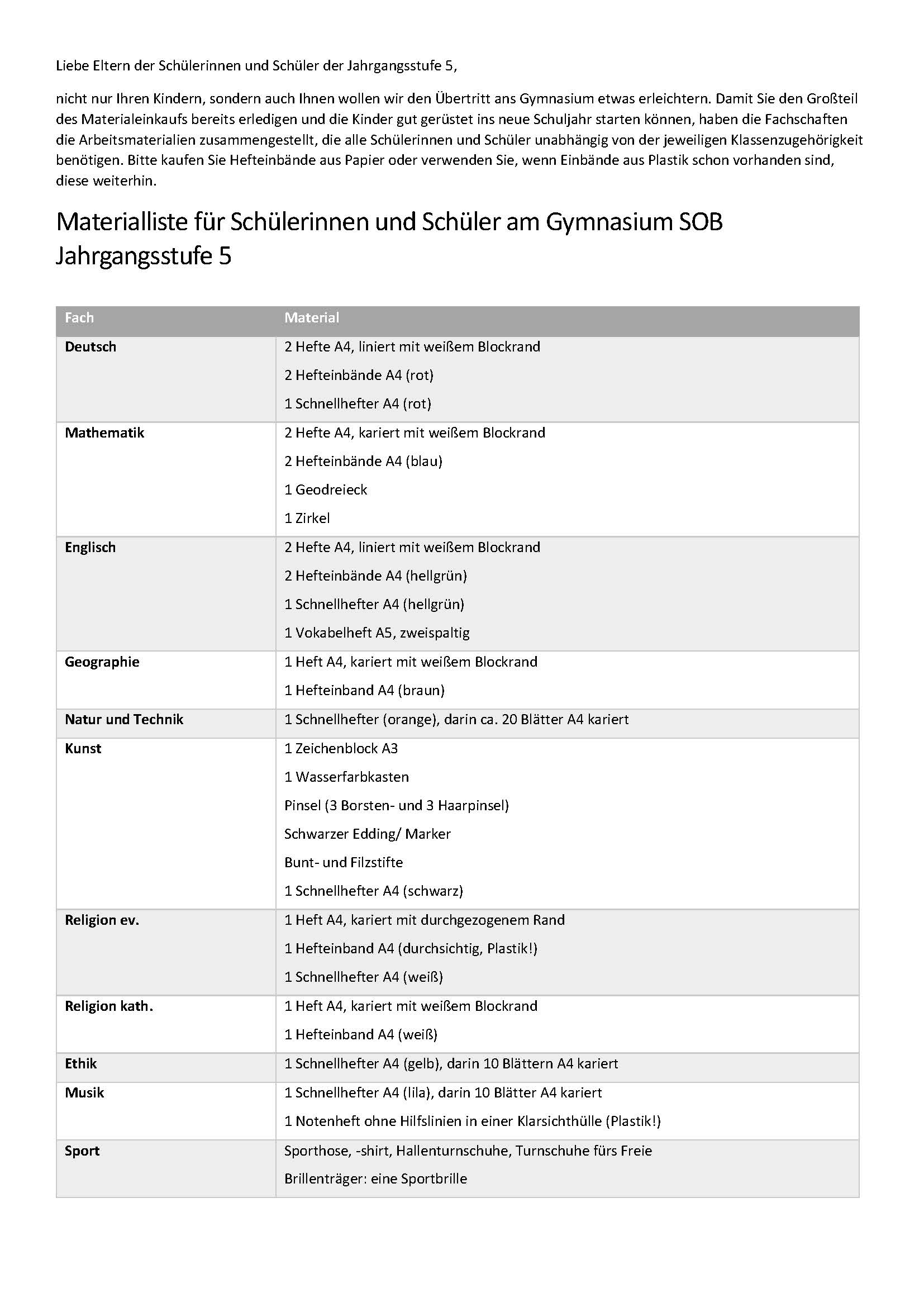 2020_2021 5. Klasse Arbeitsmaterial | Gymnasium Schrobenhausen
